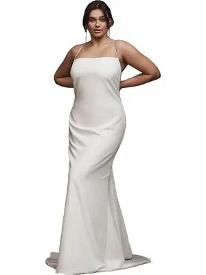Watters Bonnie Fit & Flare Crepe Gown - Ivory