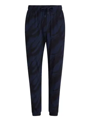 Derek Rose Tapered Printed Modalblend Jersey Sweatpants - Navy