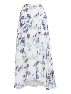 IRO PARIS Ollia Printed Chiffon Midi Skirt - White