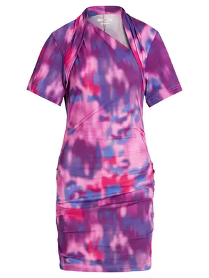 MARANT ETOILE Zendaya Ruched Printed Mini Dress - Pink