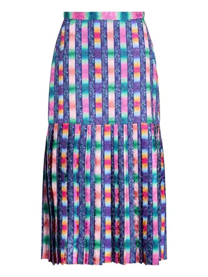 Saloni Diana Pleated Printed Skirt - Navy