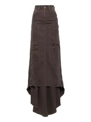 Vaquera Distressed High-low Skirt - Brown