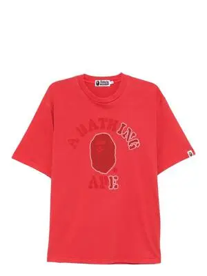 A BATHING APE Garment Dye College Relaxed Fit Tee - Red