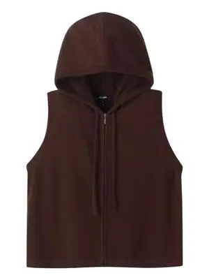 ME+EM Cashmere Sleeveless Relaxed Fit Zip Hoody - Double Espresso