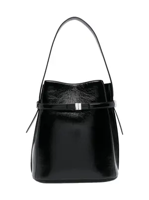 TOTEME Belted Naplack-leather Bucket Bag - Black