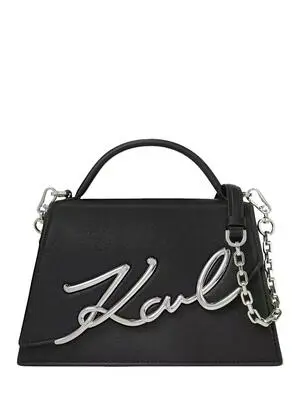 Karl Lagerfeld K/signature Leather Cross Body Bag - Black