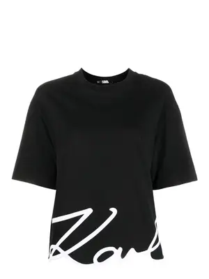 Karl Lagerfeld Signature Hem T-shirt - Black