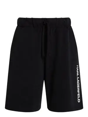 Karl Lagerfeld Logo-print Organic-cotton Shorts - Black