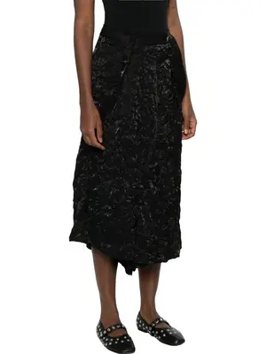 SONG FOR THE MUTE Pleated Midi Skirt - Black