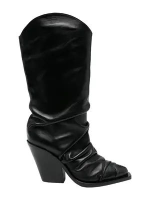 LE SILLA 105mm Ruched-detailed Boots - Black