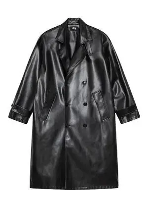 StÜssy Double Breasted Trench Coat - Black