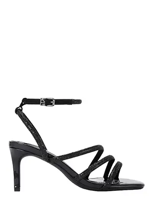 KURT GEIGER Savanna Low Crystal-Embellished Heeled Woven Sandals