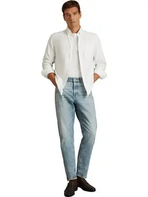 REISS Rathbone Relaxed-fit Cropped Jeans - Light Blue Wash