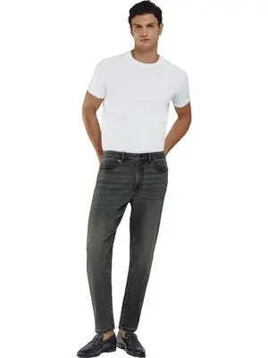 REISS Rathbone Relaxed-fit Cropped Jeans - Washed Black