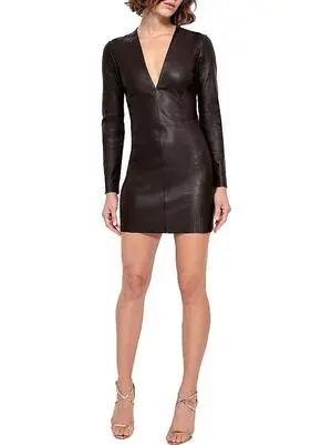 AS By DF Demeter Stretch Leather Mini Dress - Espresso