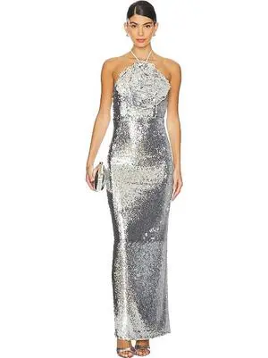 LOVERS AND FRIENDS Lilium Metallic Gown - Silver