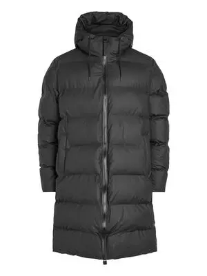 Rains Alta Long Quilted Waterproof Coat - Black