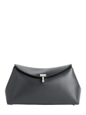 TOTEME TOTEME T-Lock Leather Clutch Grey