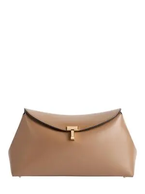 TOTEME T-lock Leather Clutch - Camel