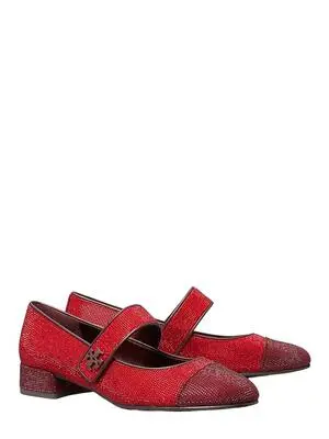 Tory Burch Tory Burch Cap-Toe Pavé Heeled Mary Jane Ballerinas Ruby/plum