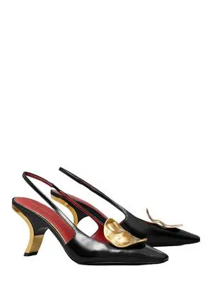 Tory Burch Patos Mismatched Slingback Heel Perfect Black/gold