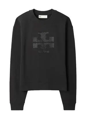 Tory Burch Crystal Logo Sweatshirt - Embellished Black
