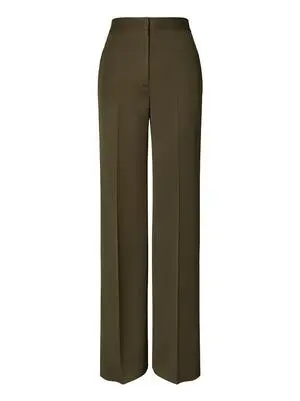 Tory Burch Wide-leg Wool Trousers - Olive Green