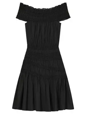 Tory Burch Smocked Cotton Mini Dress - Black
