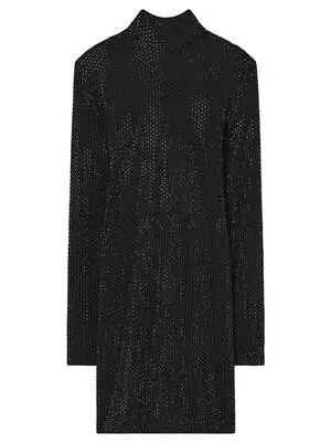 Tory Burch Embellished Viscose Turtleneck Dress - Black