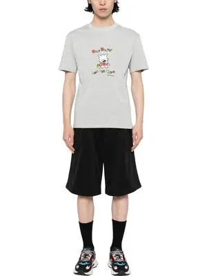 GROUND ZERO Cat Print Cotton T-shirt - Grey