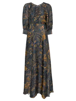 Farm Rio Dotted Forest Maxi Dress - Blue