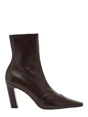 Khaite Nevada 85 Leather Ankle Boots - Brown