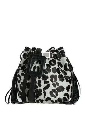 ROGER VIVIER Leopard-print Calf Hair Bucket Bag - Green