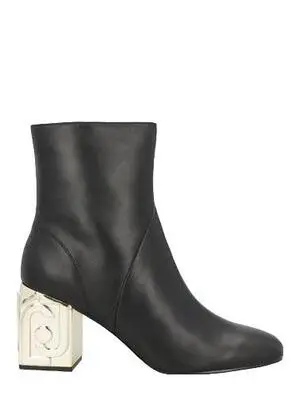 Liu Jo Leather Ankle Boots With Block Heel - Black