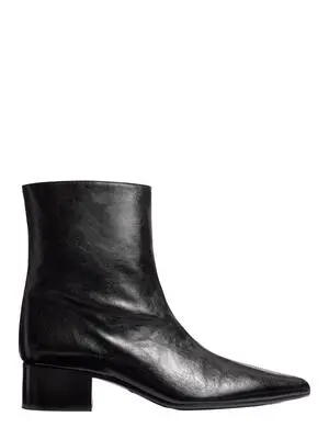 KHAITE Andee Ankle Boot In Glazed Leather