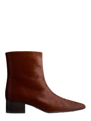 Khaite Andee Ankle Boot In Glazed Leather Rust