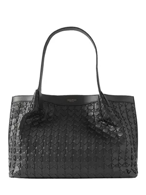 SERAPIAN Secret Small Woven Leather Tote - Black