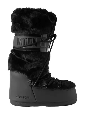 Moon Boot Icon Faux Fur And Faux Leather Snow Boots - Black