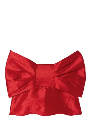 KIKA VARGAS Faye Strapless Bow-embellished Taffeta Top - Red