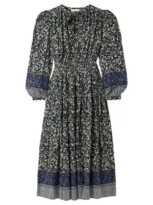 Ulla Johnson Mona Floral-print Midi Dress - Gray