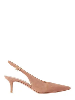 GIANVITO ROSSI Robbie 45 Suede Slingback Pumps - Neutrals