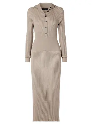 Proenza Schouler Maeve Ribbed Midi Dress - Brown