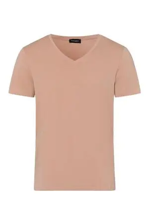 Hanro Cotton Superior Fitted V-neck Cotton T-shirt - Neutral
