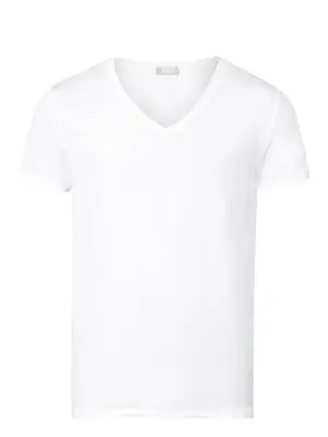 Hanro Cotton Superior Fitted V-neck Cotton T-shirt - White