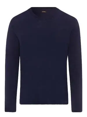 Hanro Long Sleeve V-neck Top - Deep Navy