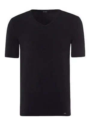 Hanro Natural Function Tencel And Cotton Fitted V-neck T-shirt - Black
