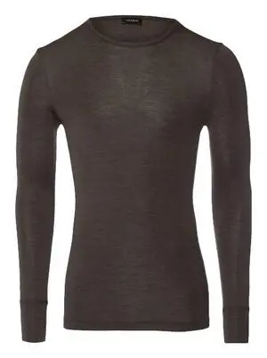 Hanro Woolen Silk Wool And Silk Fitted Top - Earthy Ink