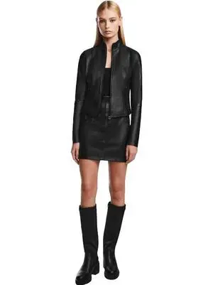 Rudsak Abigail Leather Racer Jacket - Black