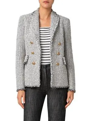 Akris Fringe Tweed Blazer - Cream-black