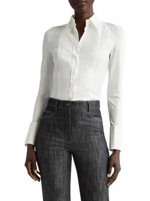 AKRIS Akris Punto Mixed Media Button-Up Shirt